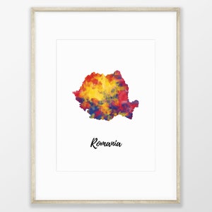Romania Map | Romania Art | Romania Poster | Country Map | Wall Decor ...