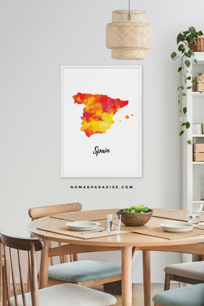 Spain Map | Spain Art | Spain Poster | Country Map | Wall Decor Art ...