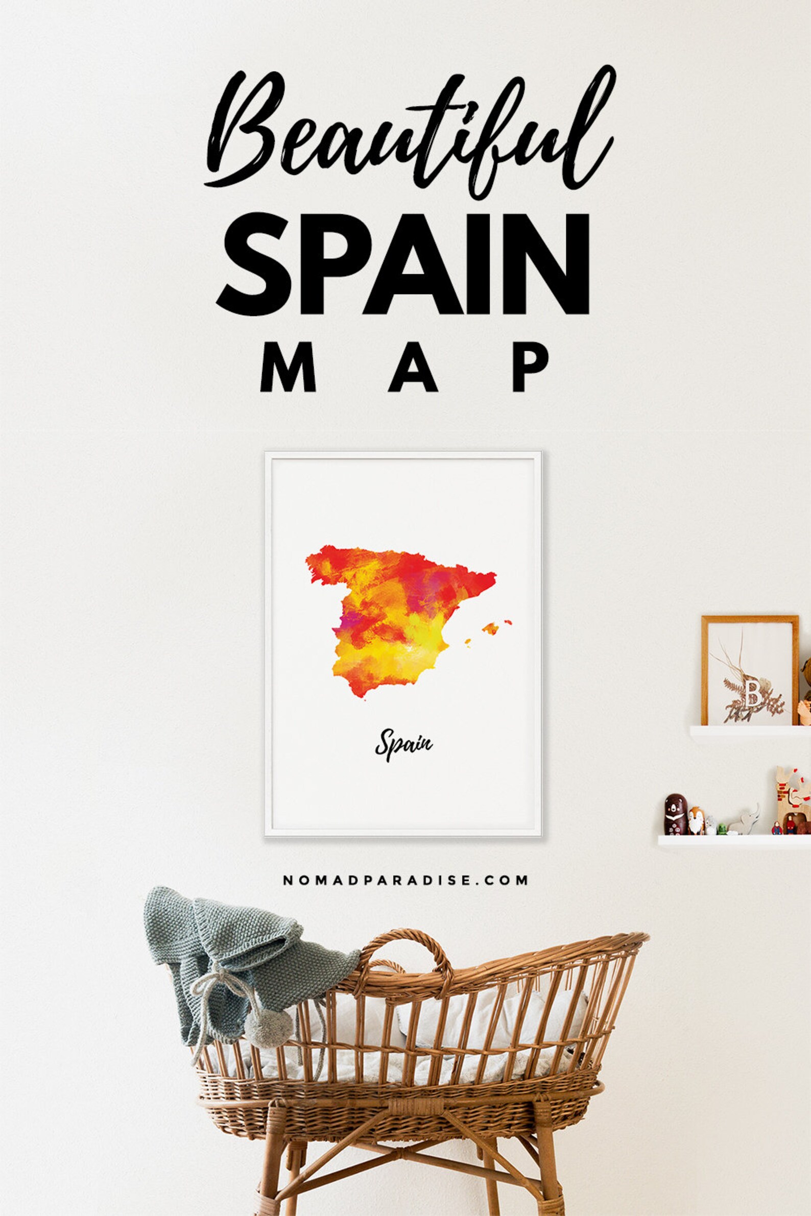 Spain Map | Spain Art | Spain Poster | Country Map | Wall Decor Art ...