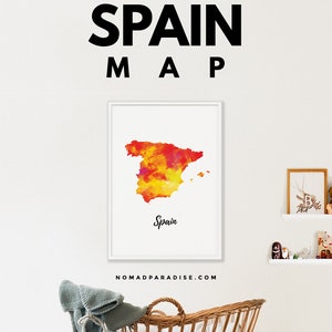Spain Map | Spain Art | Spain Poster | Country Map | Wall Decor Art ...