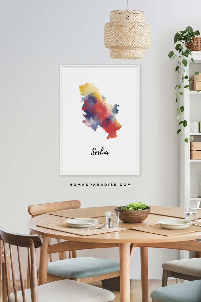 Serbia Map | Serbia Art | Serbia Poster | Country Map | Wall Decor Art ...