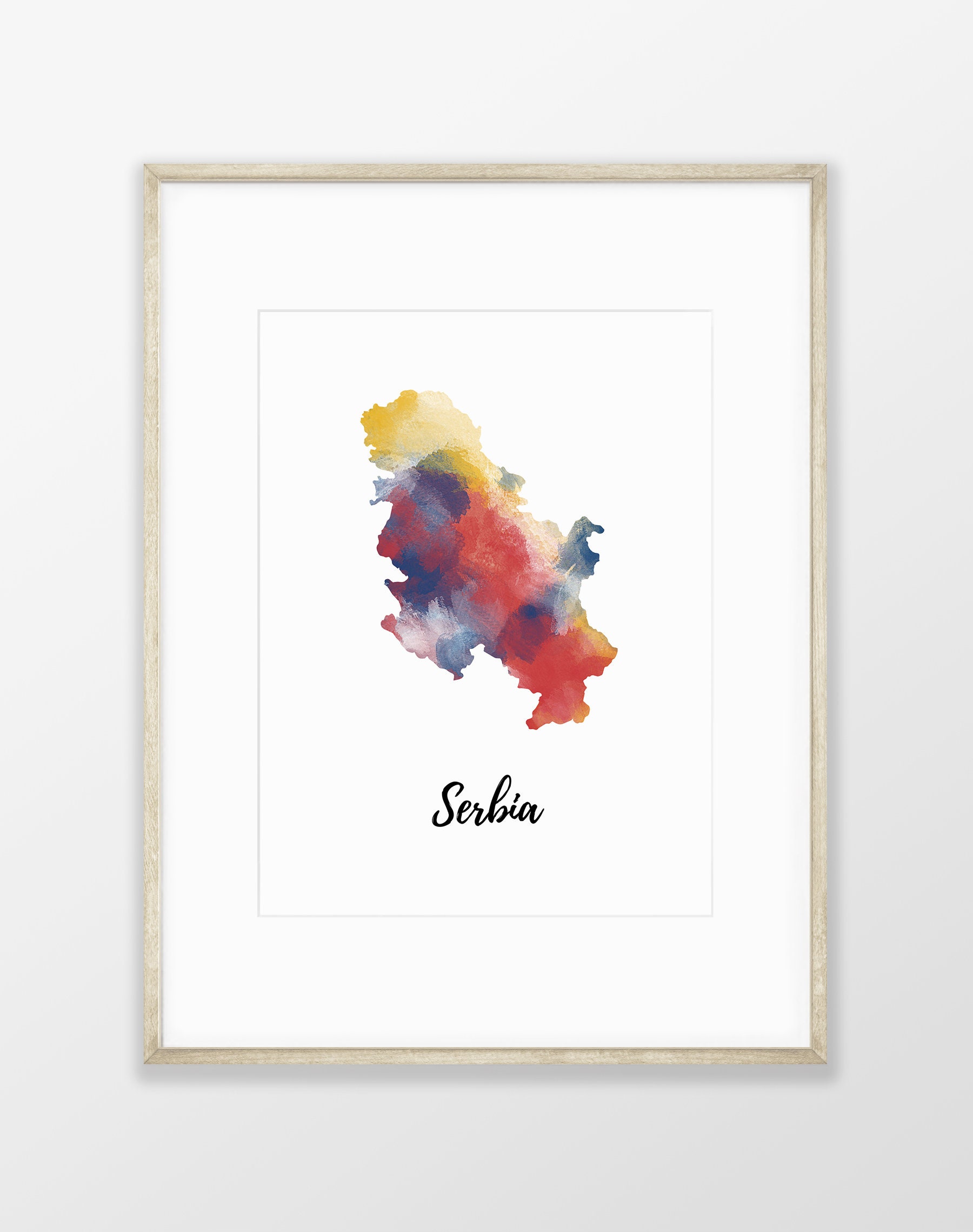 Serbia Map | Serbia Art | Serbia Poster | Country Map | Wall Decor Art ...