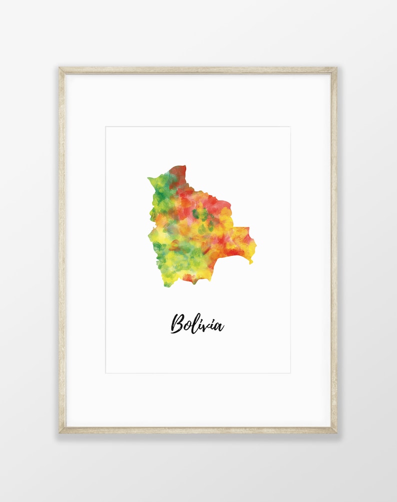 Bolivia Map | Bolivia Art | Bolivia Poster | Country Map | Wall Decor ...