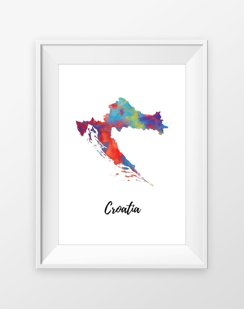 Croatia Map | Croatia Art | Croatia Poster | Country Map | Wall Decor ...