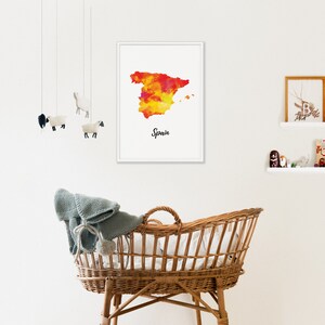 Spain Map | Spain Art | Spain Poster | Country Map | Wall Decor Art ...