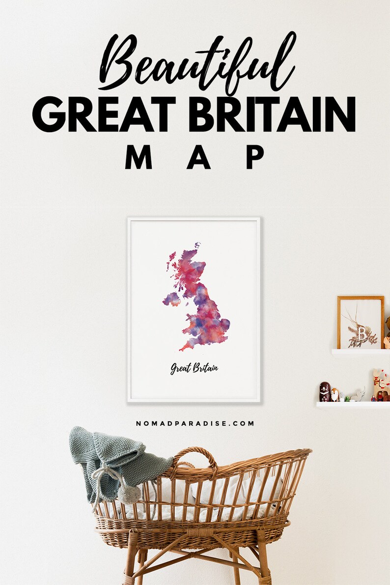 United Kingdom Map | Great Britain Art | UK Poster | Country Map | Wall ...