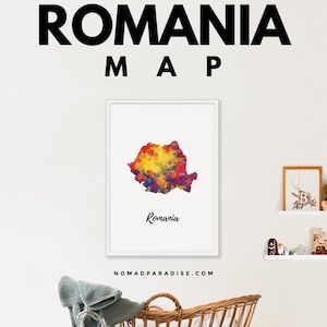 Romania Map | Romania Art | Romania Poster | Country Map | Wall Decor ...