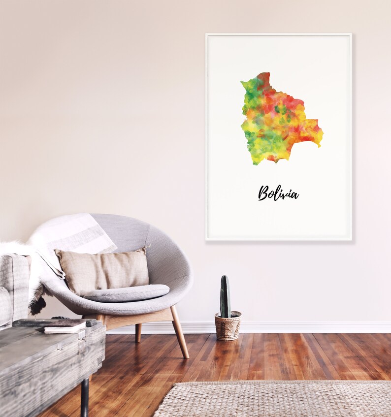 Bolivia Map | Bolivia Art | Bolivia Poster | Country Map | Wall Decor ...