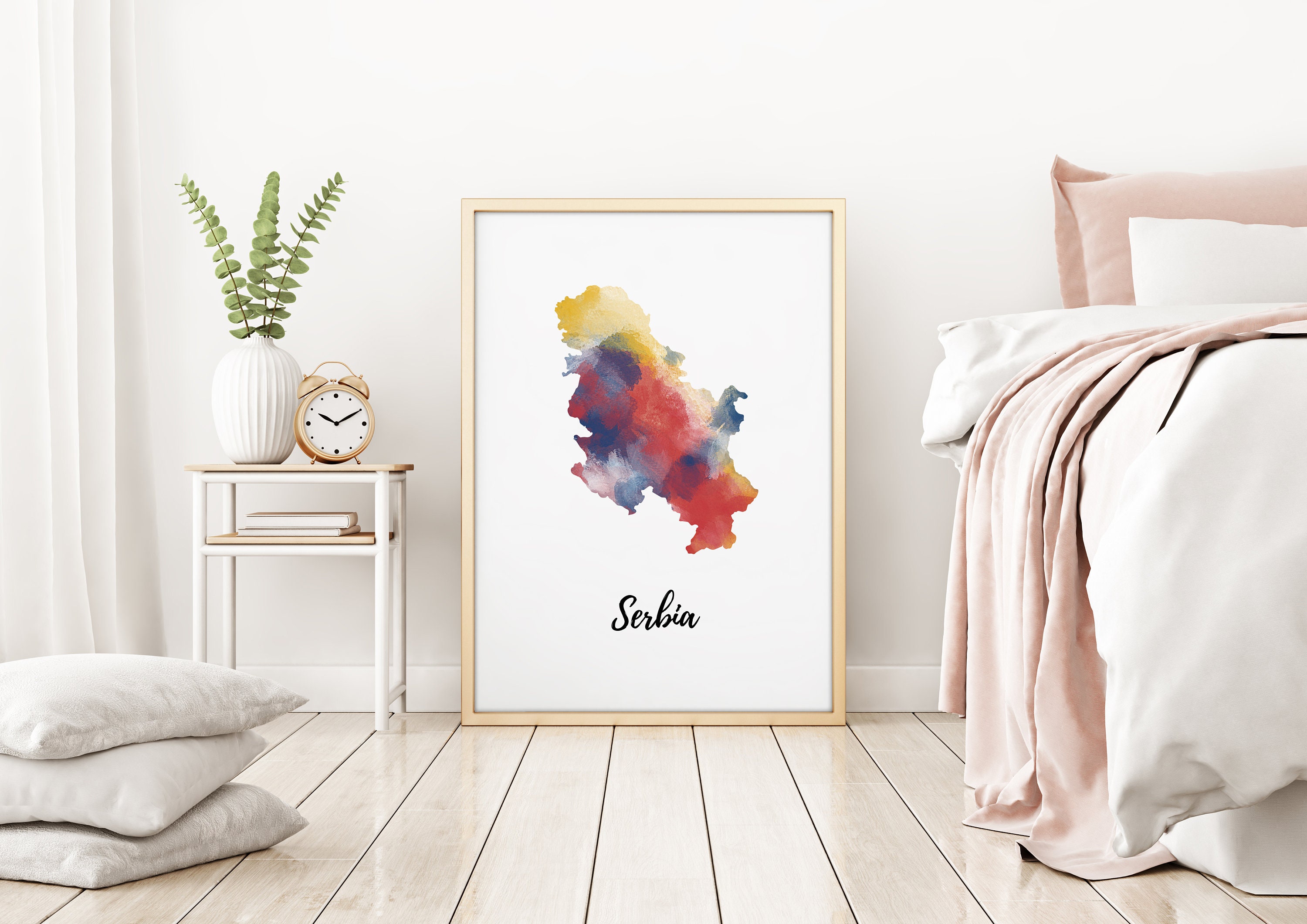 Serbia Map | Serbia Art | Serbia Poster | Country Map | Wall Decor Art ...