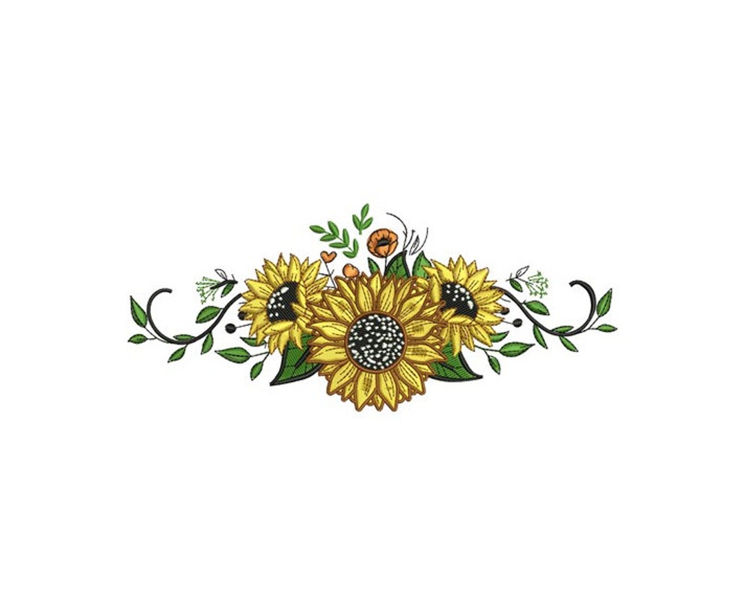 Sunflowers - Flower Embroidery - Machine Embroidery Design - Digital ...