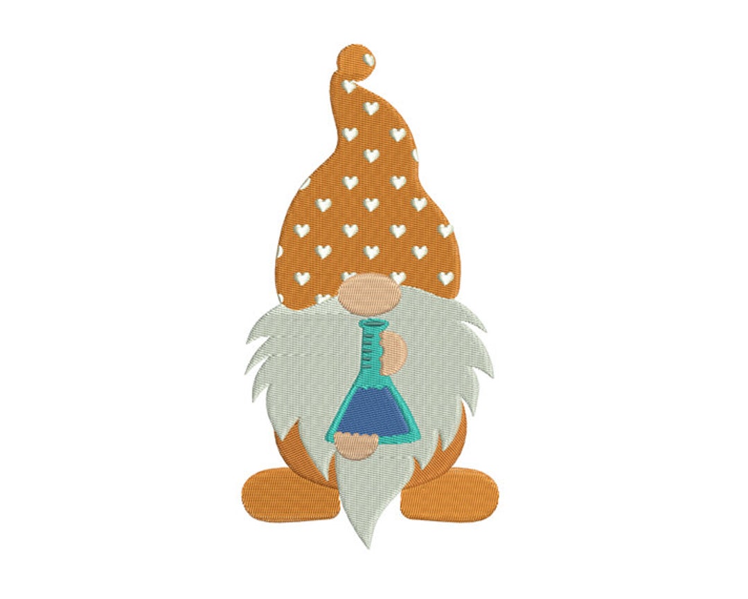 Science Gnome - Geek Chic Science Gnome Embroidery - Geeky Garden Gnome ...