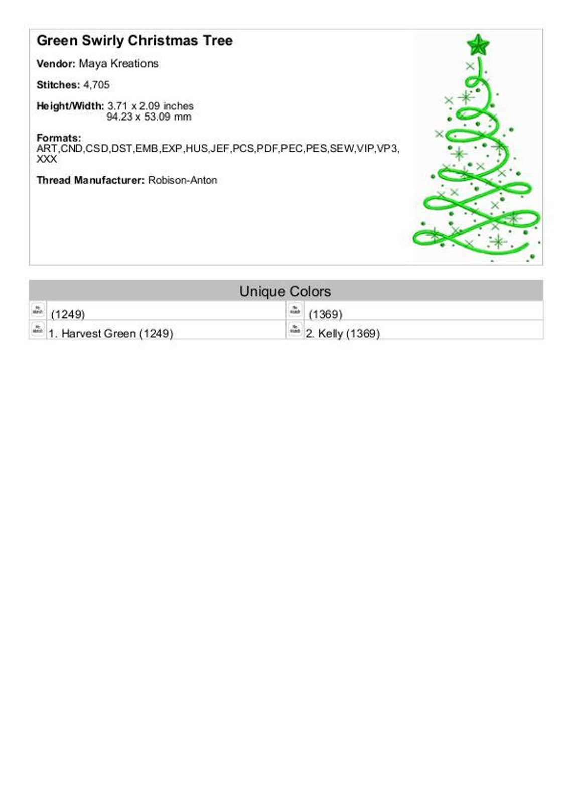 Green Swirly Christmas Tree Machine Embroidery Design / Tree With a ...
