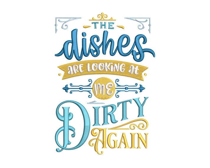 Dirty Dishes Machine Embroidery Design, Kitchen Embroidery Designs ...