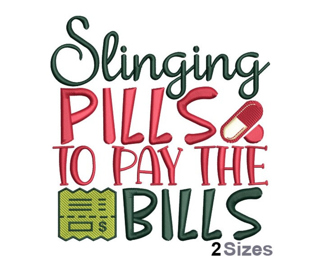 Slinging Pills Embroidery - Bills Embroidery - Medicine Embroidery ...