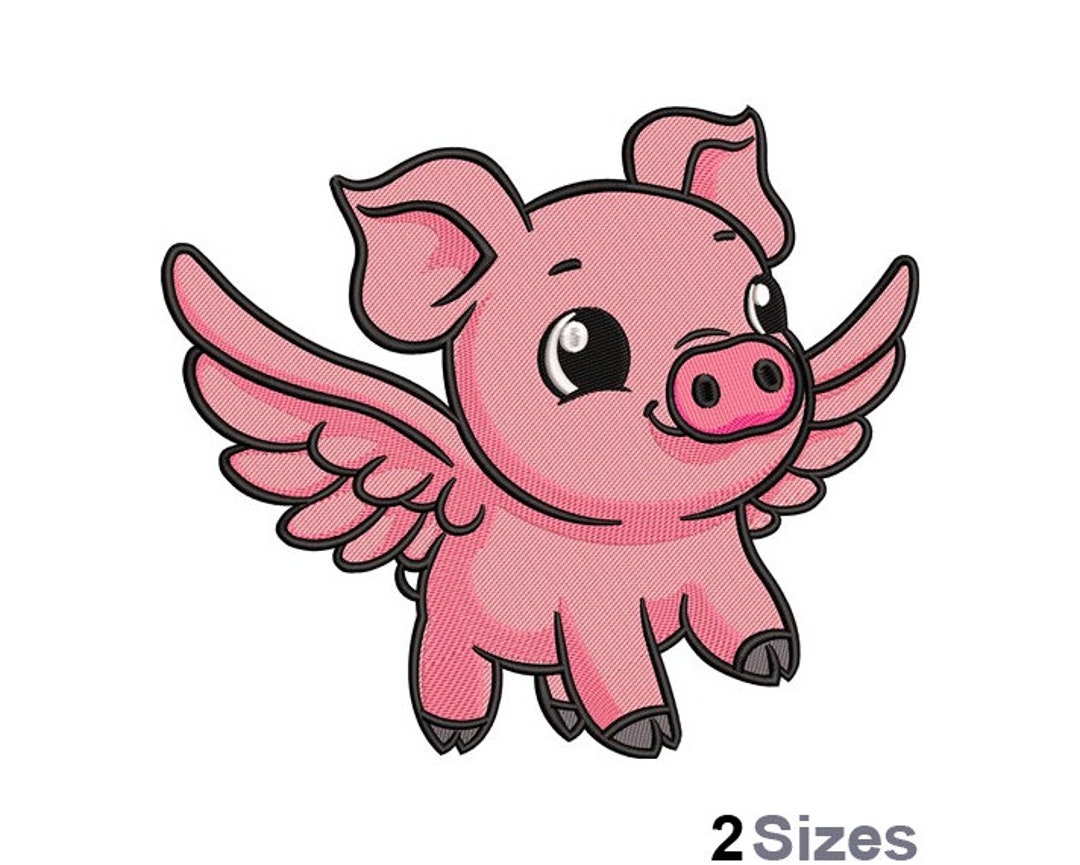 Winged Pig Embroidery - Flying Pig Embroidery - Baby Pig Embroidery ...