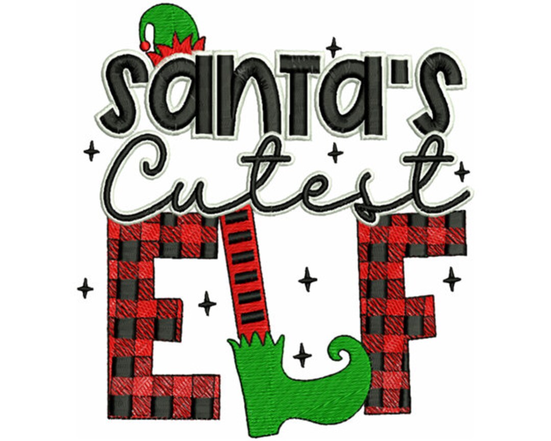 Santa's Cutest Elf Machine Embroidery Design Santa and Elf Embroidery ...