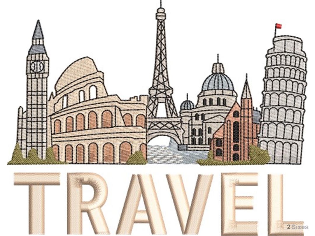 Travel Landmark Skyline Design - Machine Embroidery Design -city ...