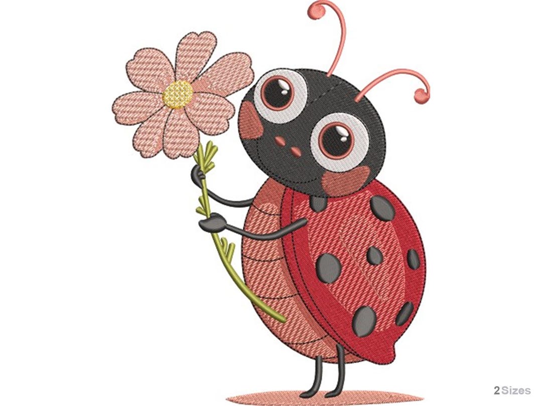 Cute Ladybug With Flower Machine Embroidery Design - Spring Garden ...