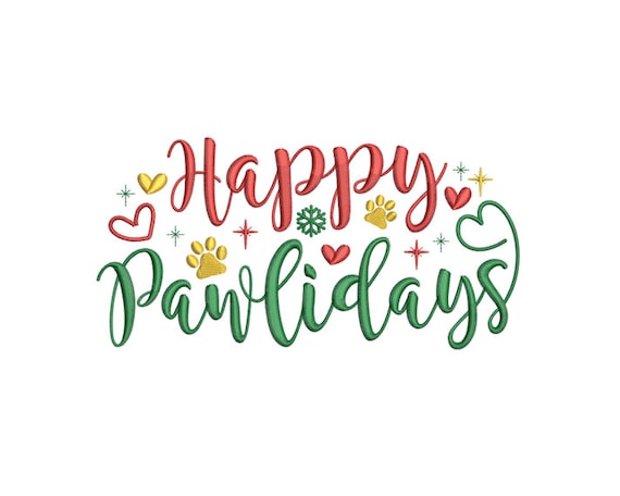 Happy Pawlidays Machine Embroidery Design Christmas With My | Etsy