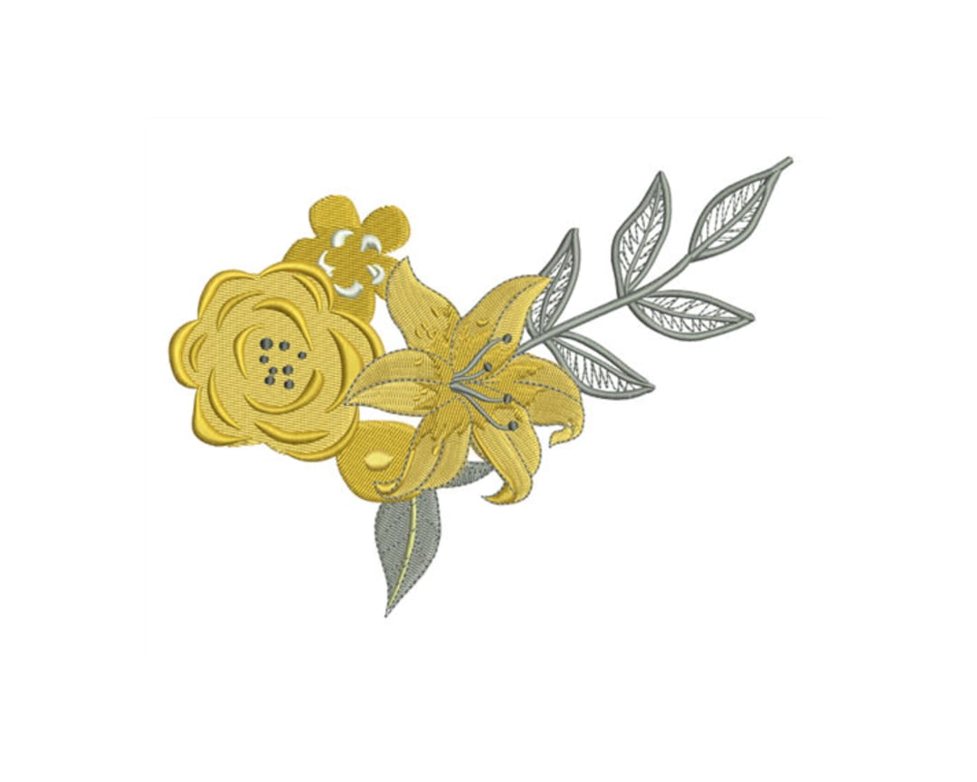 Floral Elegance: Lily & Rose - Flower Embroidery - Floral Decor ...