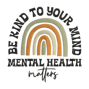 Machine Embroidery Design: Be Kind to Your Mind, Mental Health Matters - Inspirational Quote ...