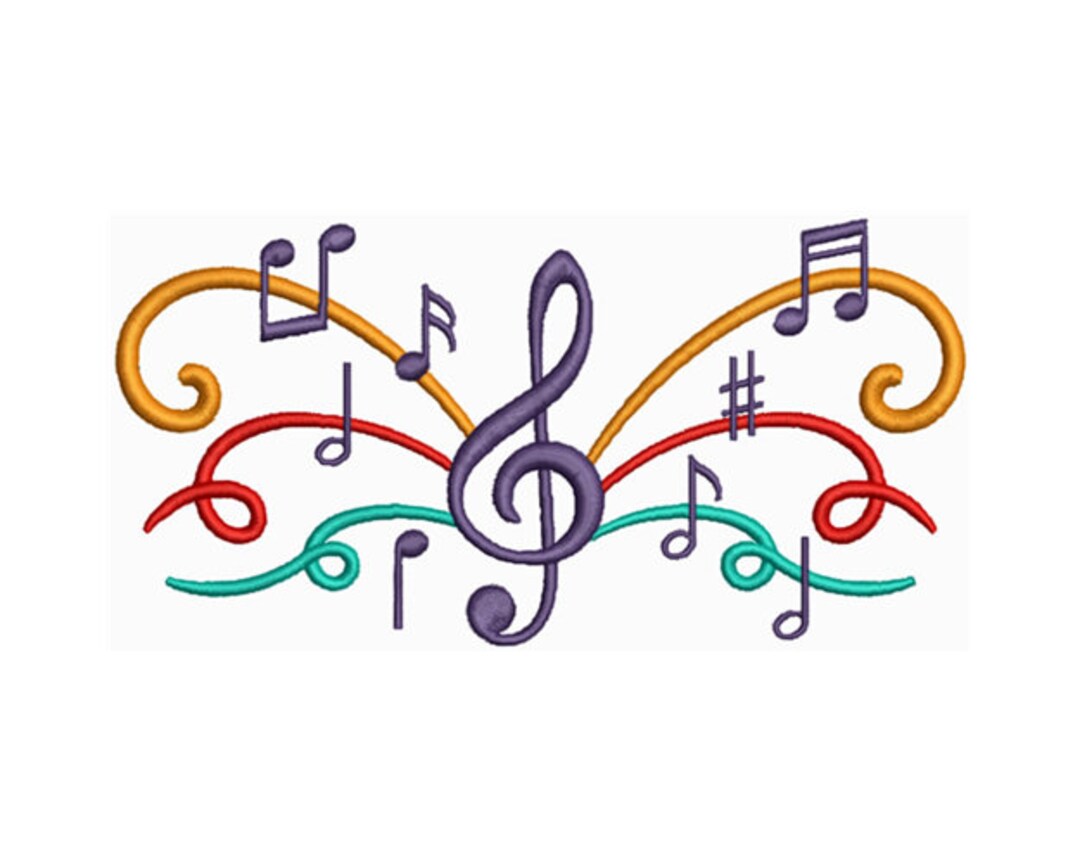 Music Chord With Ribbon and Symbol Machine Embroidery Design ...