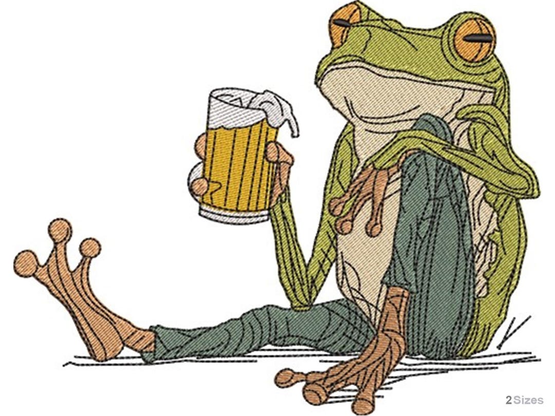 Drunk Frog Machine Embroidery Design: Liquor Theme (digital Download ...
