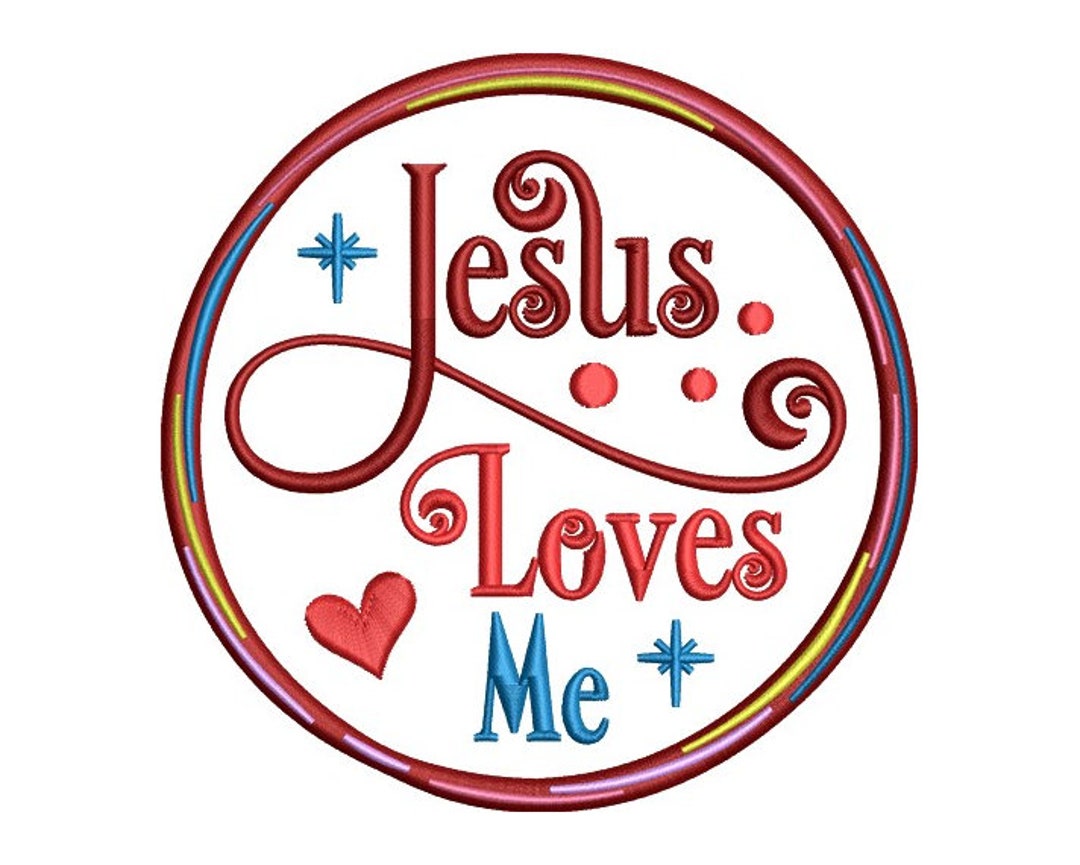 Jesus Loves Me - Christian Religious Stitch Embroidery - Phrases ...