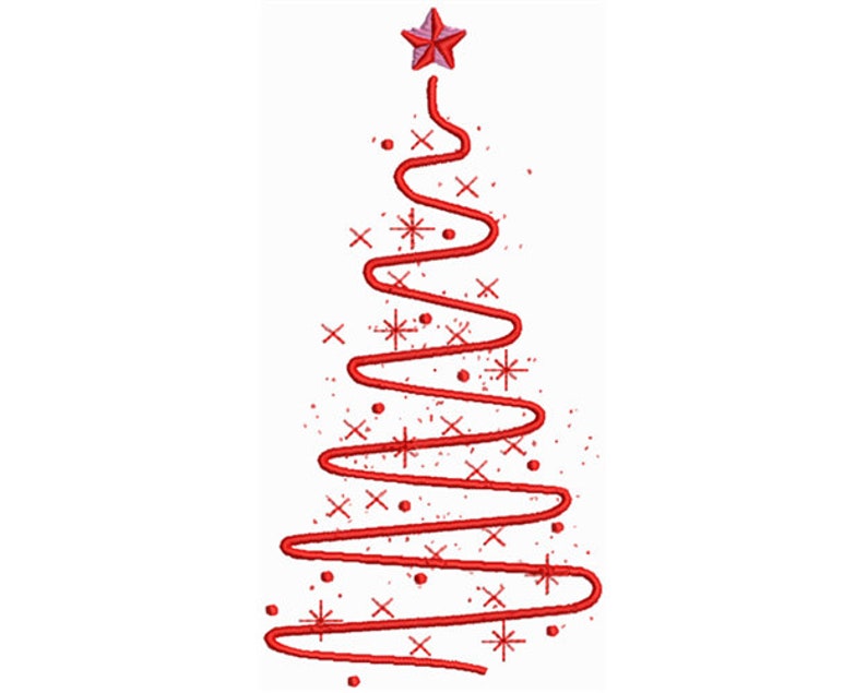 Swirl Christmas Tree Embroidery Design / 4x4 Hoop 5x7 Hoop - Etsy