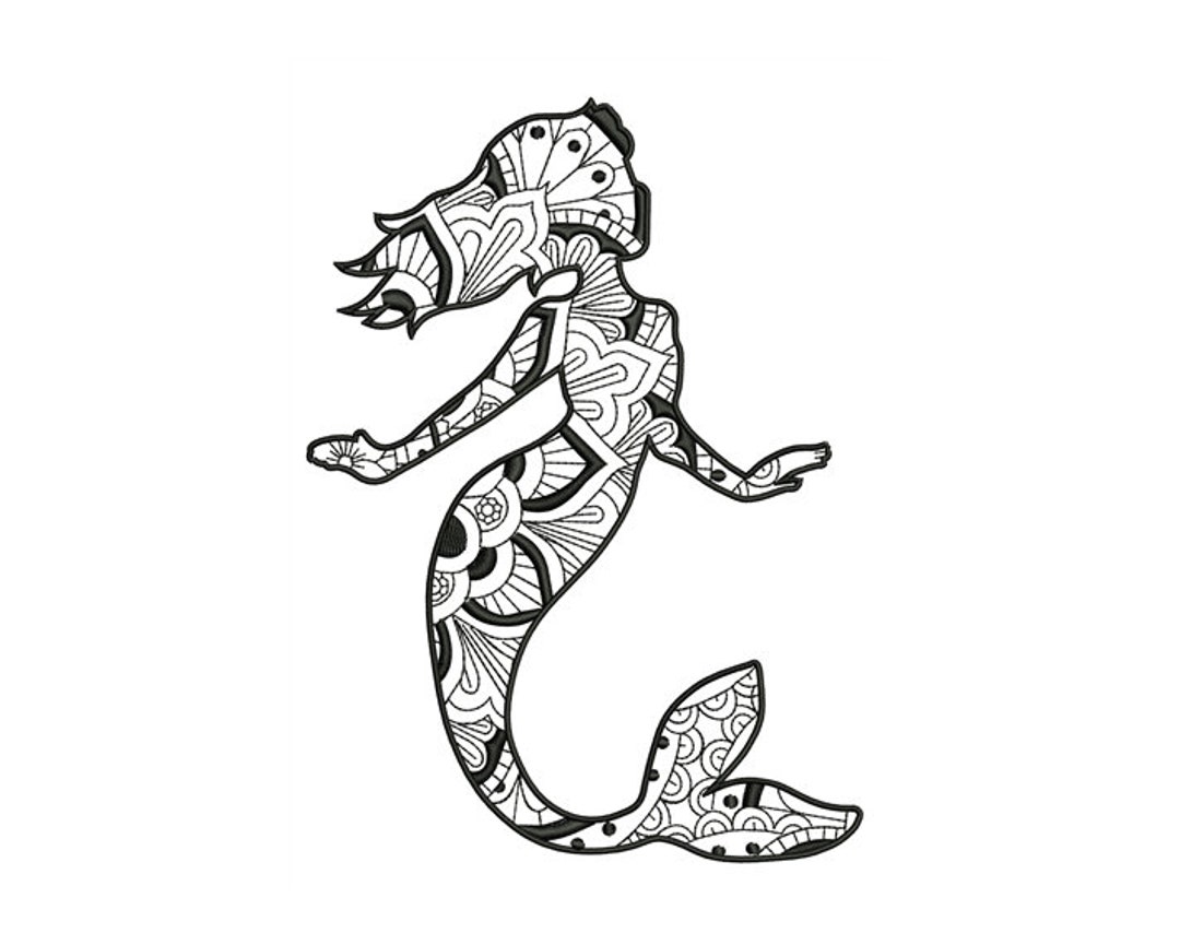 Outline Mandala Mermaid - Nautical Embroidery Pattern - Mandala ...