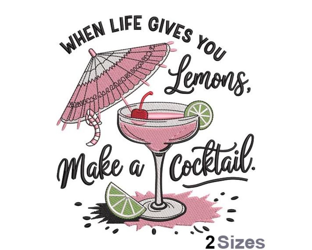Make A Cocktail Embroidery - Ladies Drink Embroidery - Cocktail ...