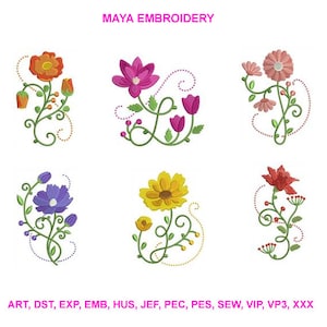Machine Embroidery Bundle Designs Spring Flowers / Machine Embroidery ...