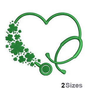 Shamrock Stethoscope Embroidery - Medical Embroidery - Clover ...