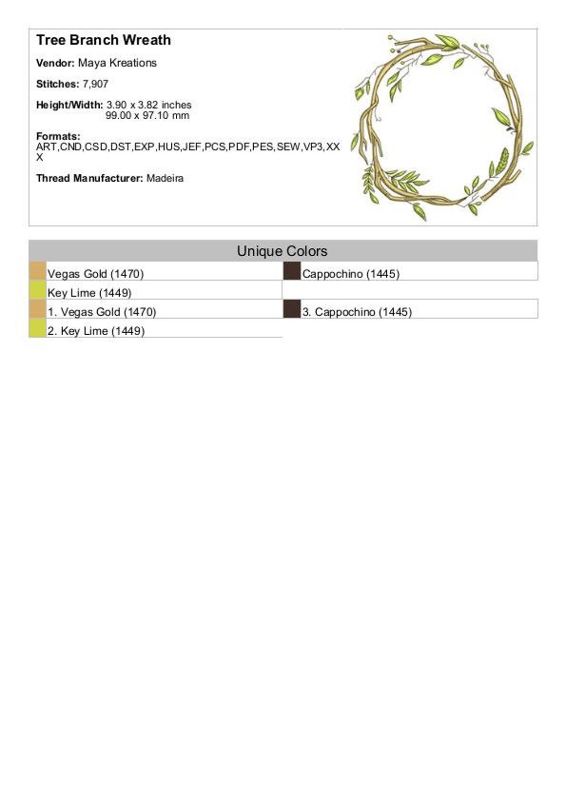 Tree Branch Wreath - Digital Embroidery Pattern - DIY Crafts and Home ...
