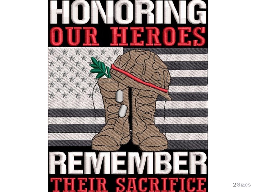 USA Flag Embroidery Design: Honoring Our Heroes (digital Download, 2 ...