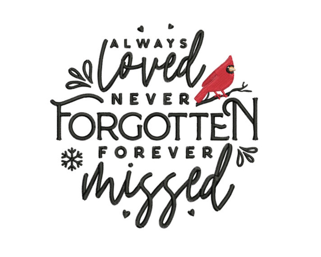 Never Forgotten - Machine Embroidery Design- Always Loved Never ...
