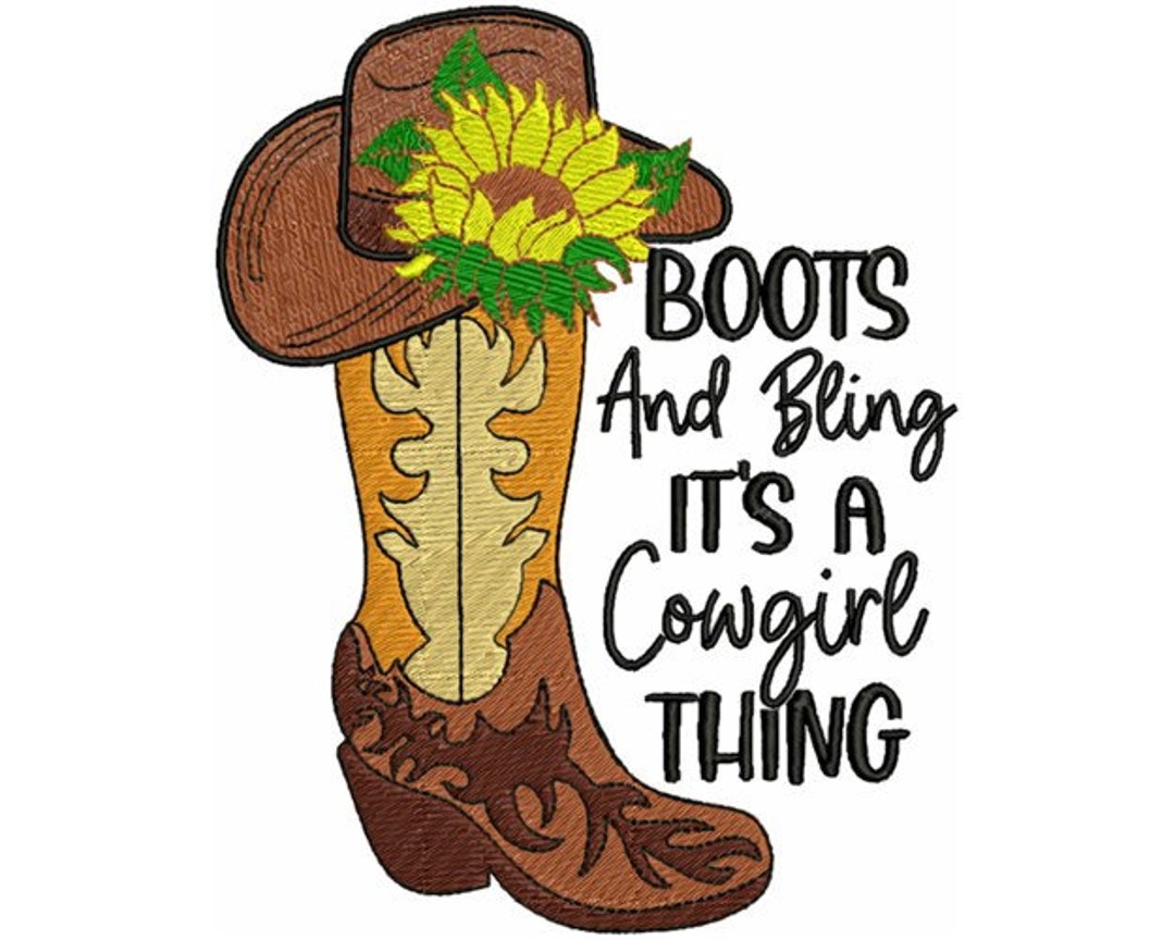 Embroidery Design: Cowboy Boots With Flowers Boots and Bling, Cowgirl ...