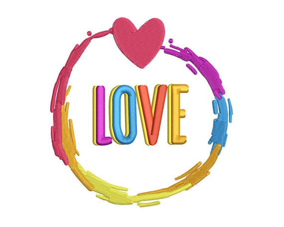 Rainbow Love Heart Machine Embroidery Design Rainbow Heart - Etsy