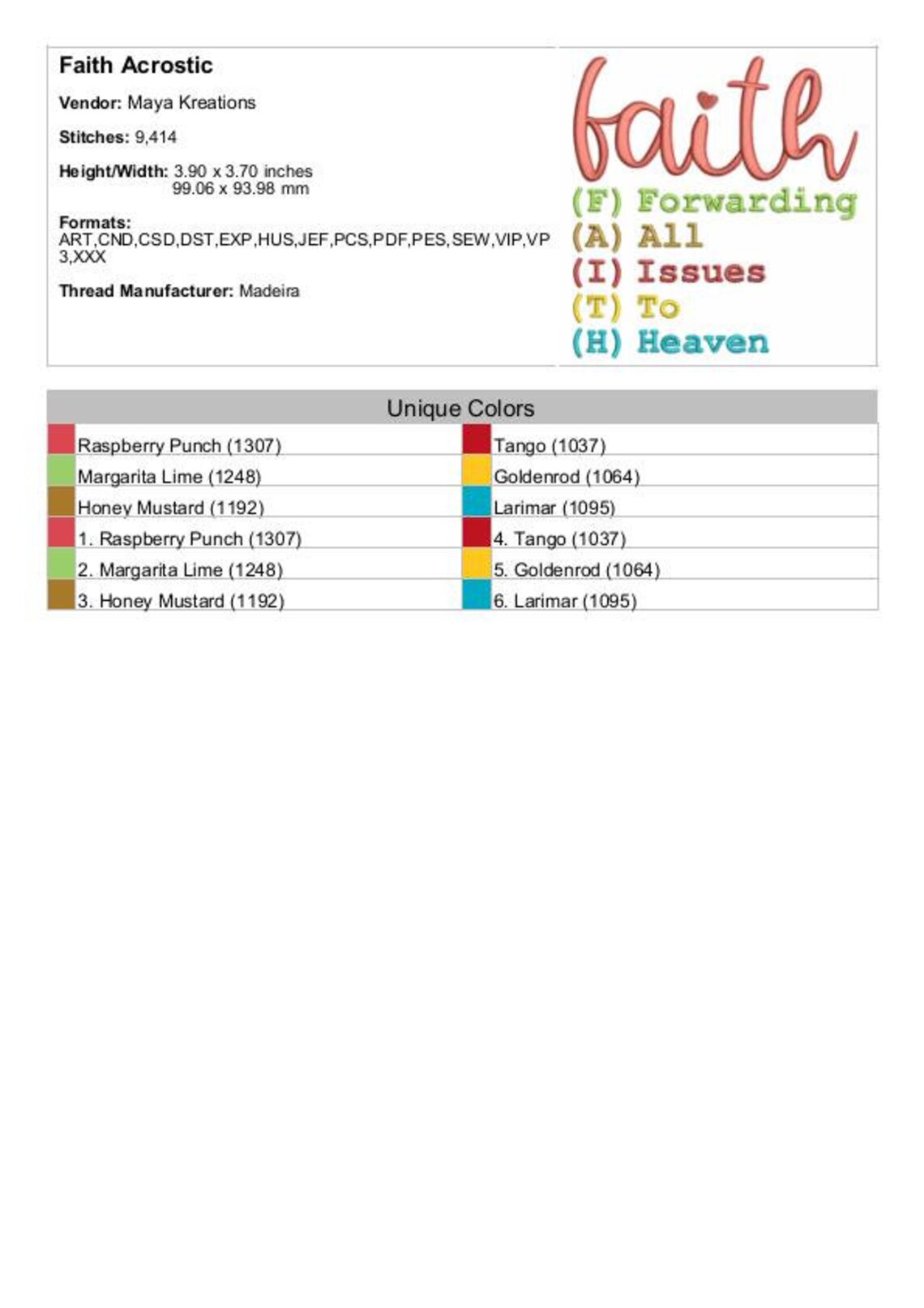 Faith Acrostic Machine Embroidery Design Faith Embroidery - Etsy