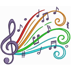 Musical Notes With Swirls & Symbols Machine Embroidery Design,song ...