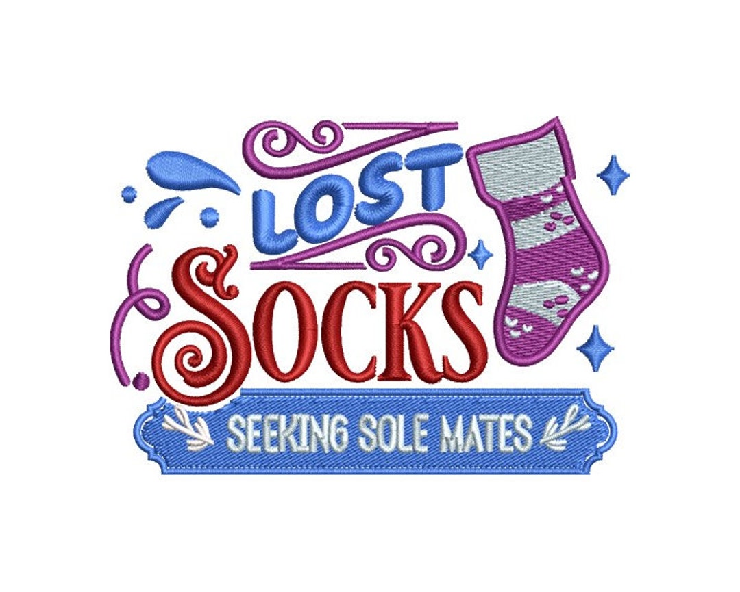 Whimsical Lost Socks - Fun Laundry Room Decor - Laundry Room Embroidery ...