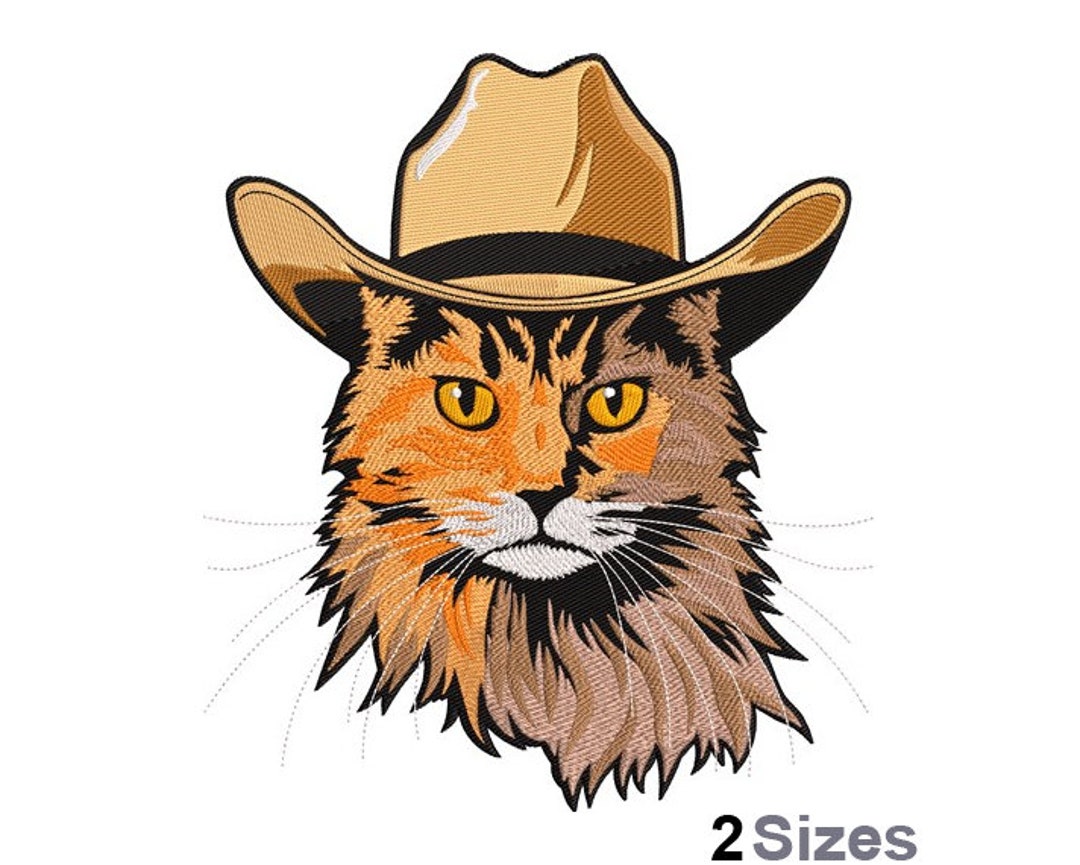 Cowboy Cat Embroidery - Cats Embroidery - Cowboy Hat Embroidery ...