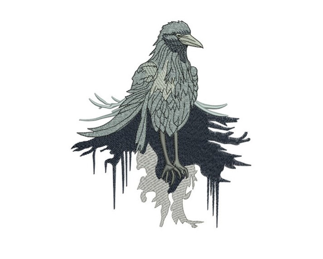 Raven - Gothic Bird Embroidery Pattern - Dark and Mysterious Projects ...