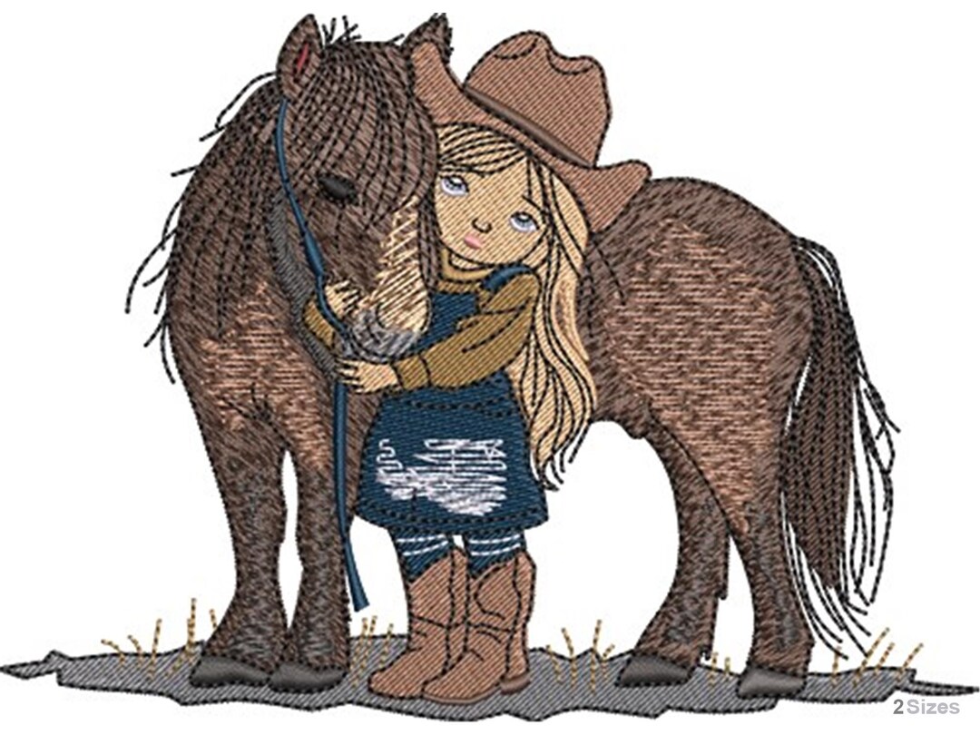 Cowgirl Pony Machine Embroidery Design: Little Girl Horse (digital ...