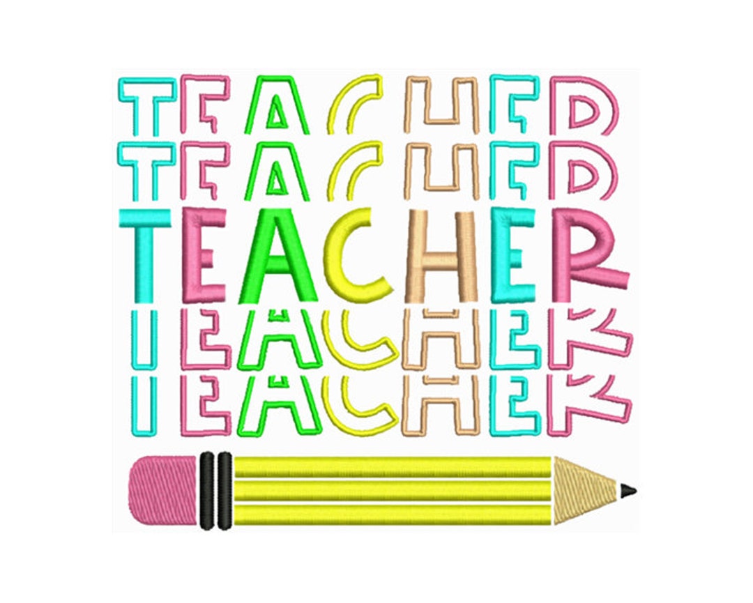 Teacher - Machine Embroidery Design - 2 Sizes - Etsy