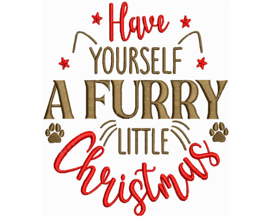 Christmas Embroidery Design - Furry Friends Holiday Saying - Instant ...