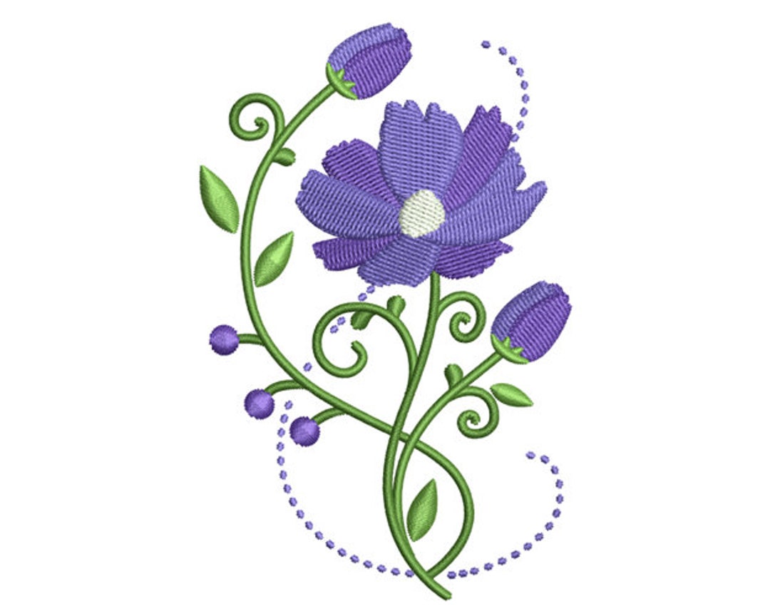Purple Flowers With Petals Machine Embroidery Design / Orchid Machine ...