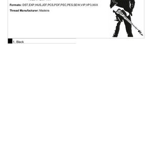 Bruce Springsteen Silhouette Machine Embroidery Design - Rock and Roll ...