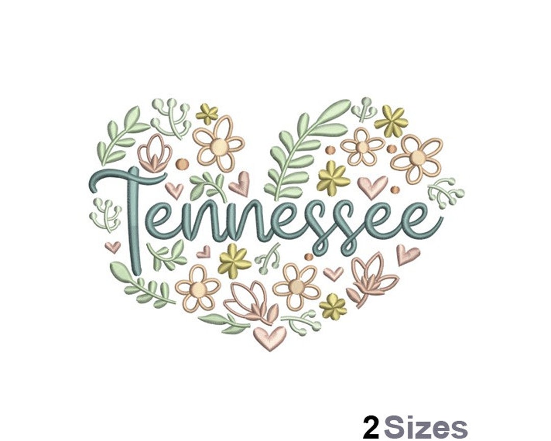 Tennessee Embroidery - State Embroidery - Patriotic Floral Embroidery ...