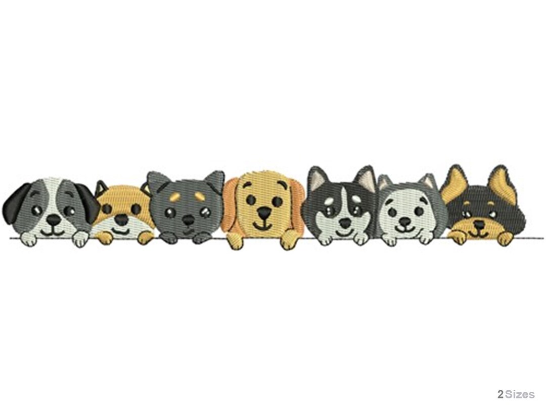 Dog Border Machine Embroidery Design: Canine Puppy Pattern (digital ...